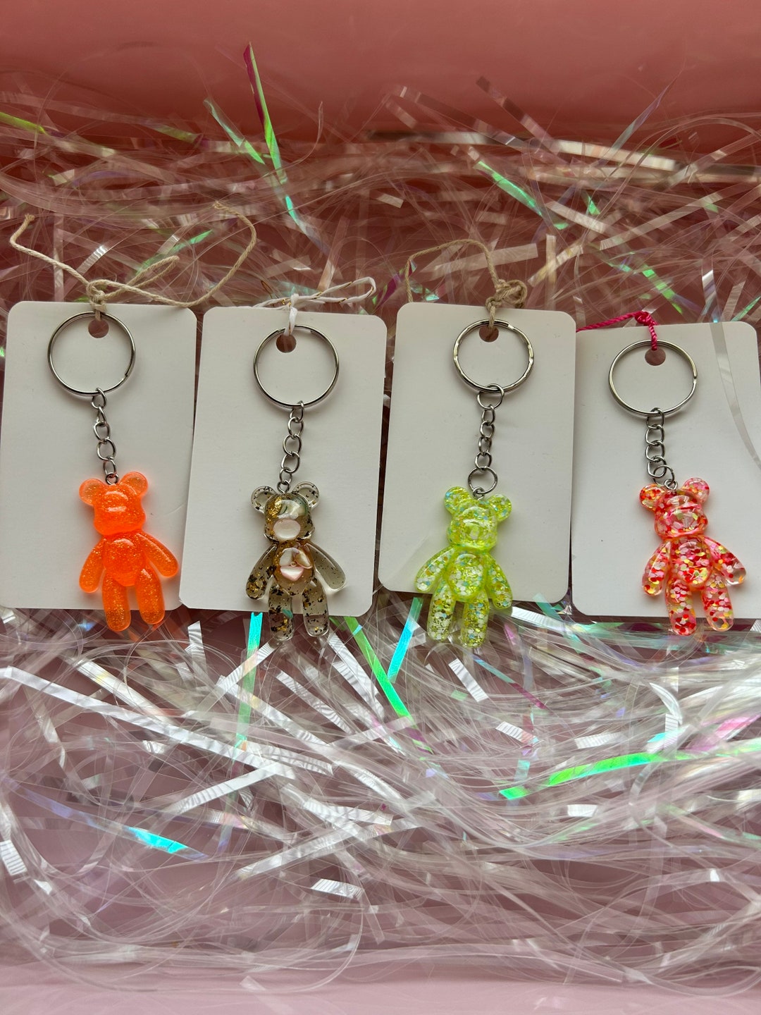 Teddy Bear Keyring, Handmade Resin Key Rings, Resin, Birthday Gifts ...