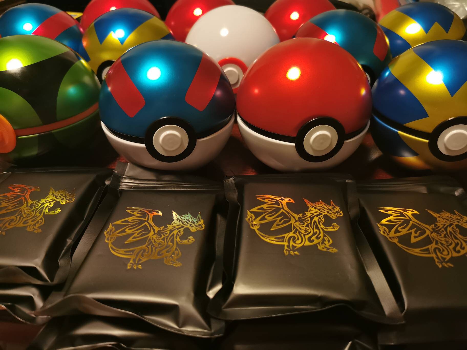 Pokeball With a Custom Pack of 45 Cards Including 5 Guaranteed Holos or ...
