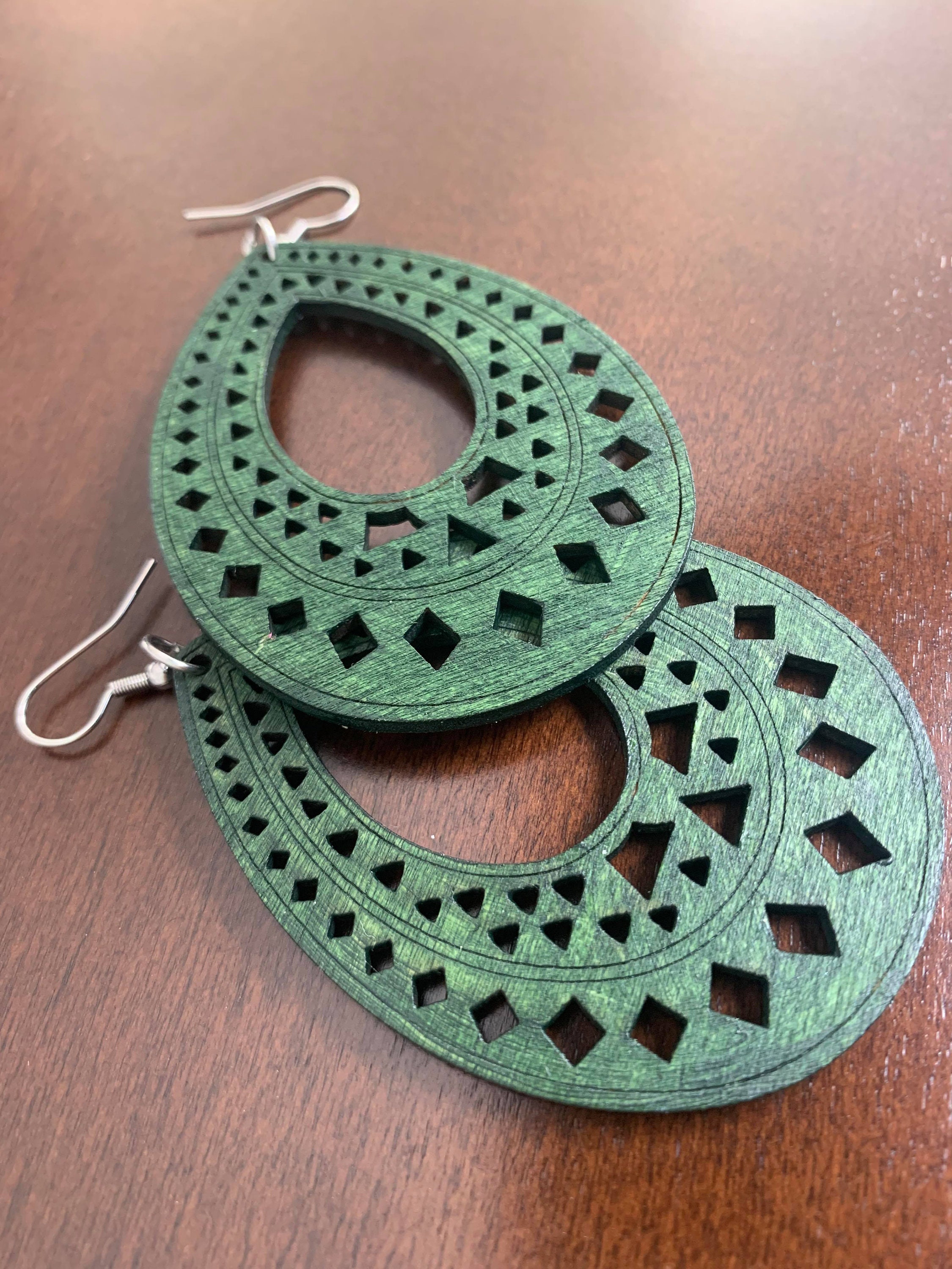 Wooden Bright Earrings for Woman - Etsy UK