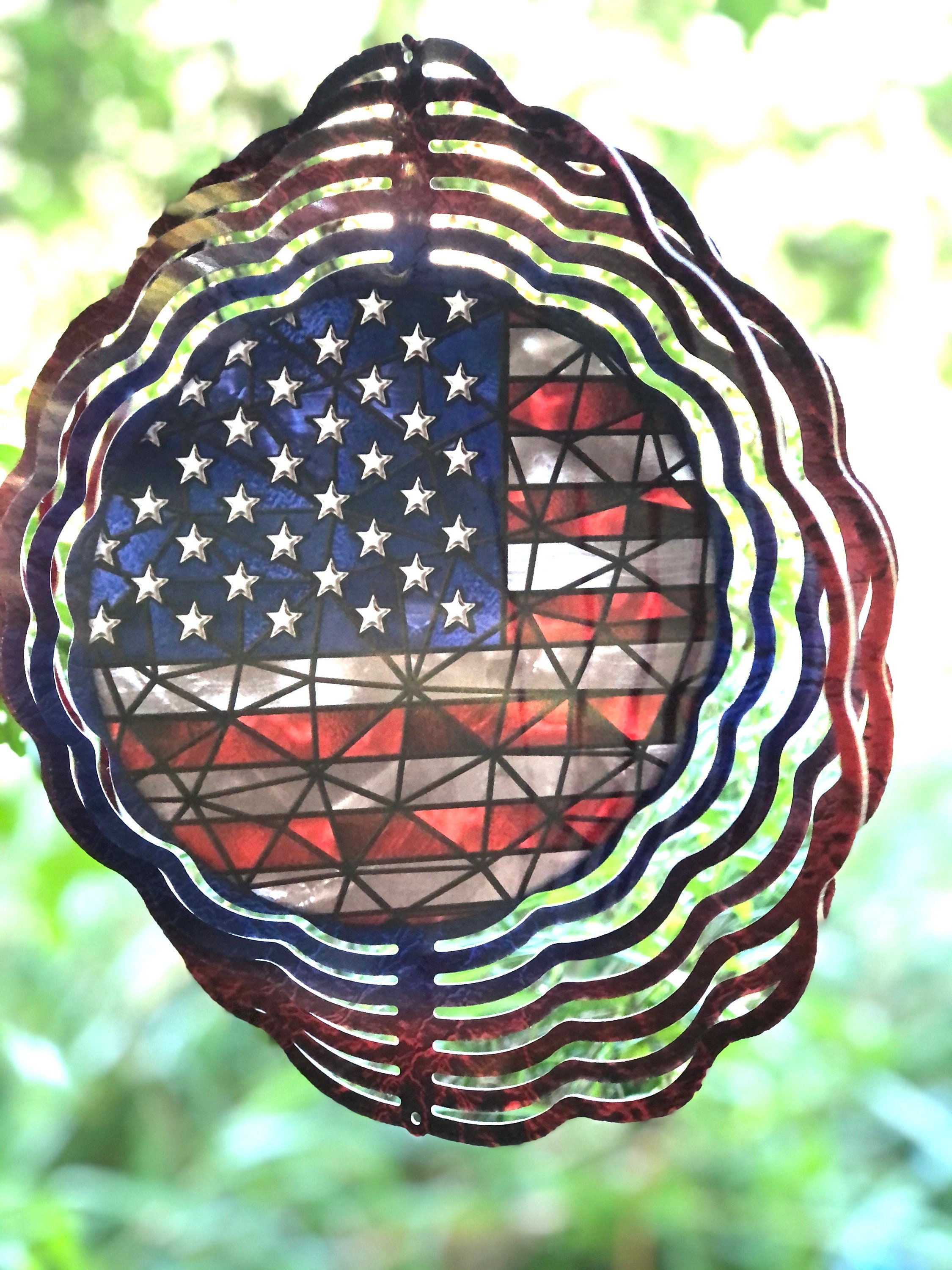 American Flag Wind Spinner American Flag Yard Decor Hanging - Etsy