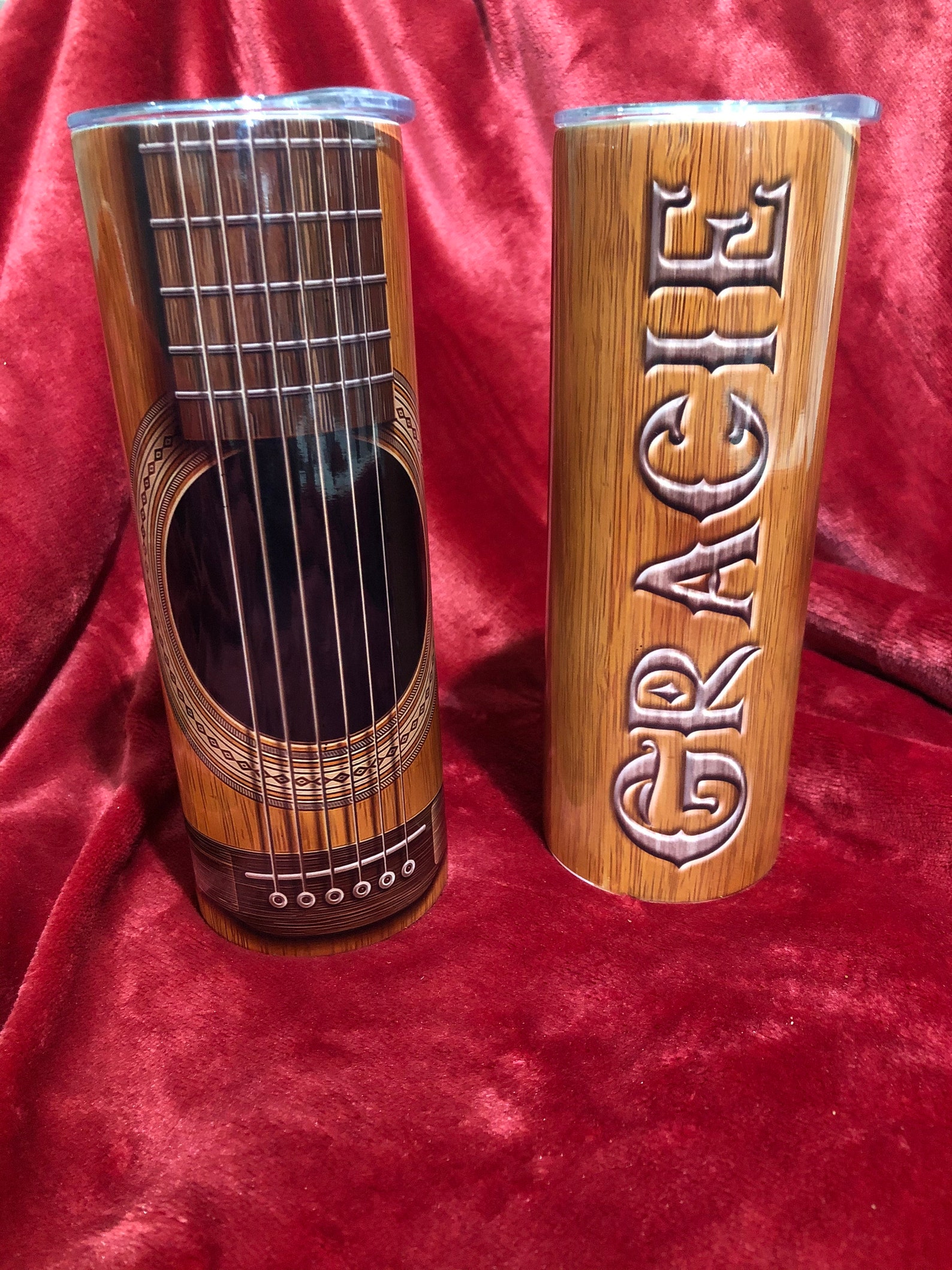 Guitar Tumbler, Woodgrain Guitar Cup, Guitar Gift, Music Gift, Guitar ...