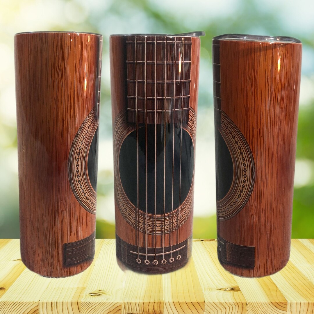 Guitar Tumbler, Woodgrain Guitar Cup, Guitar Gift, Music Gift, Guitar ...