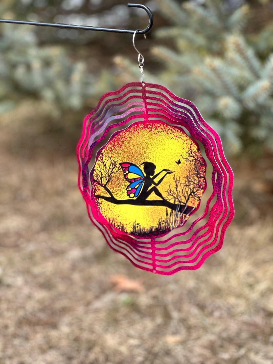Fairy Wind Spinner, Metal Fairy Garden Decor, Hanging Wind Spinner ...