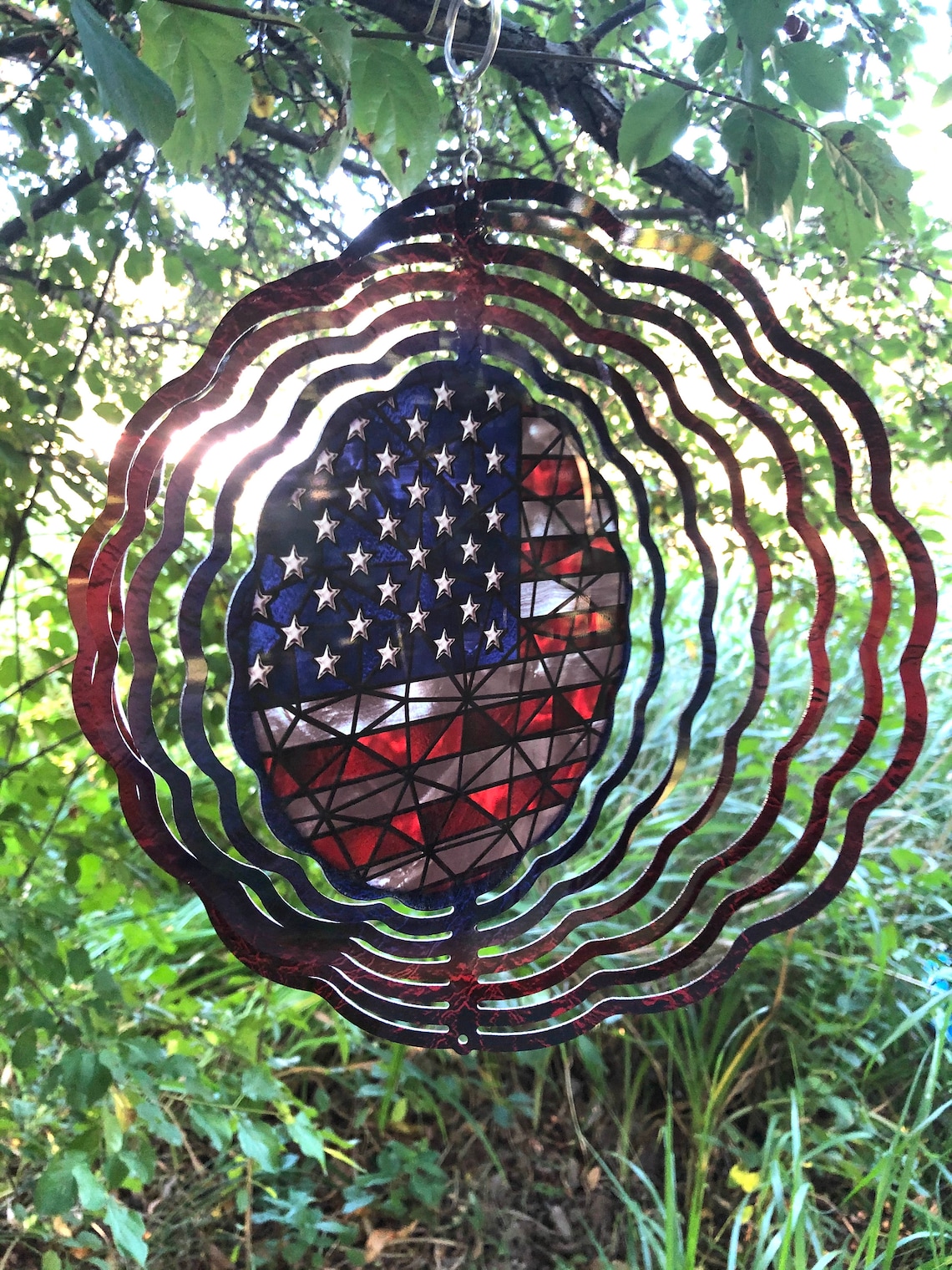 American Flag Wind Spinner American Flag Yard Decor Hanging - Etsy