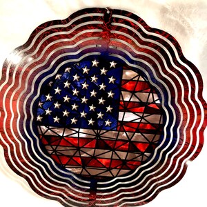 American Flag Wind Spinner, American Flag Yard Decor, Hanging Flag Wind ...
