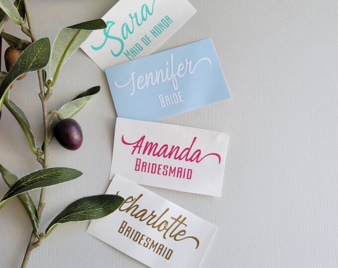 Bachelorette Party Names Vinyl Decal, Bridesmaid Names Sticker, Bridal ...