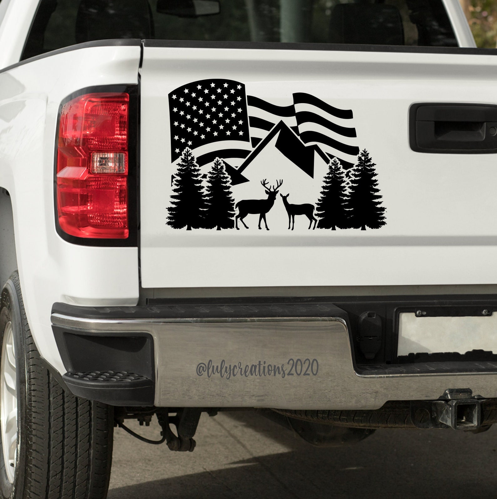 Deer USA Flag Scene Vinyl Decal Deer Hunting Decal Deer | Etsy