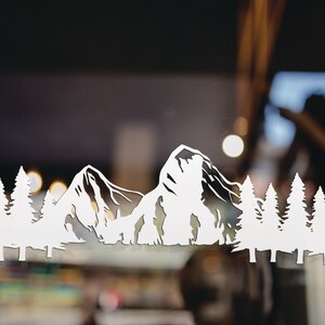 Mountains Scene Decal Mountain Range Decal Mountain and Trees Decal ...
