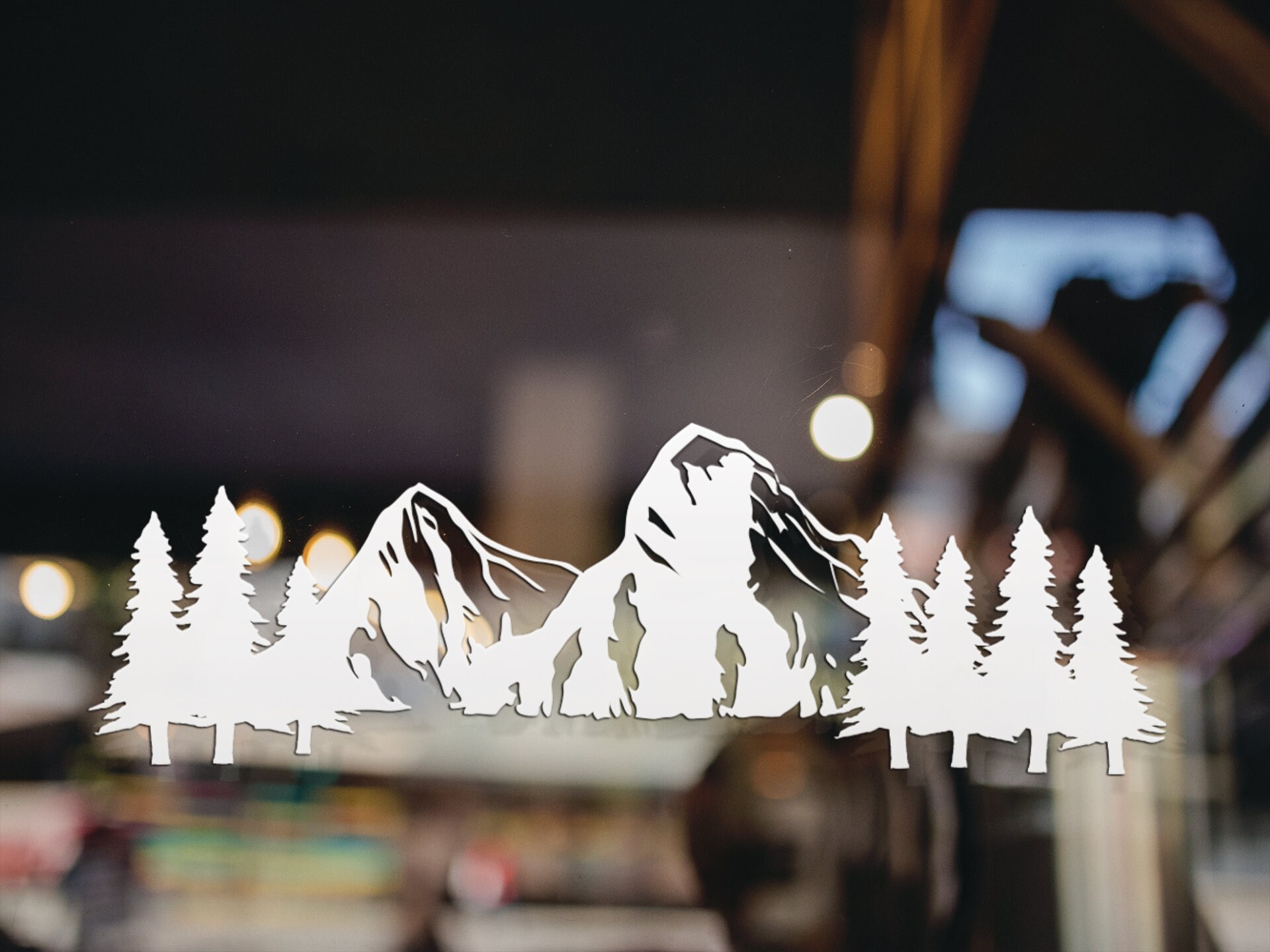 Mountains Scene Decal Mountain Range Decal Mountain and Trees - Etsy