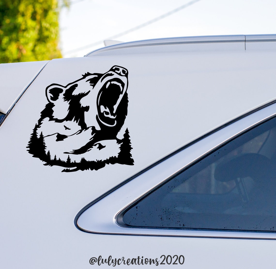 Bear Mountains Scene Vinyl Decal Mountain Bear Decal Bear | Etsy