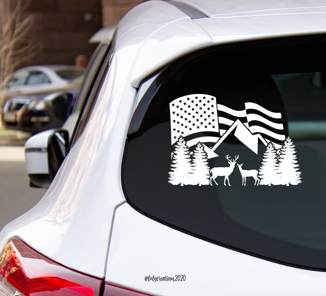 Deer USA Flag Scene Vinyl Decal Deer Hunting Decal Deer | Etsy