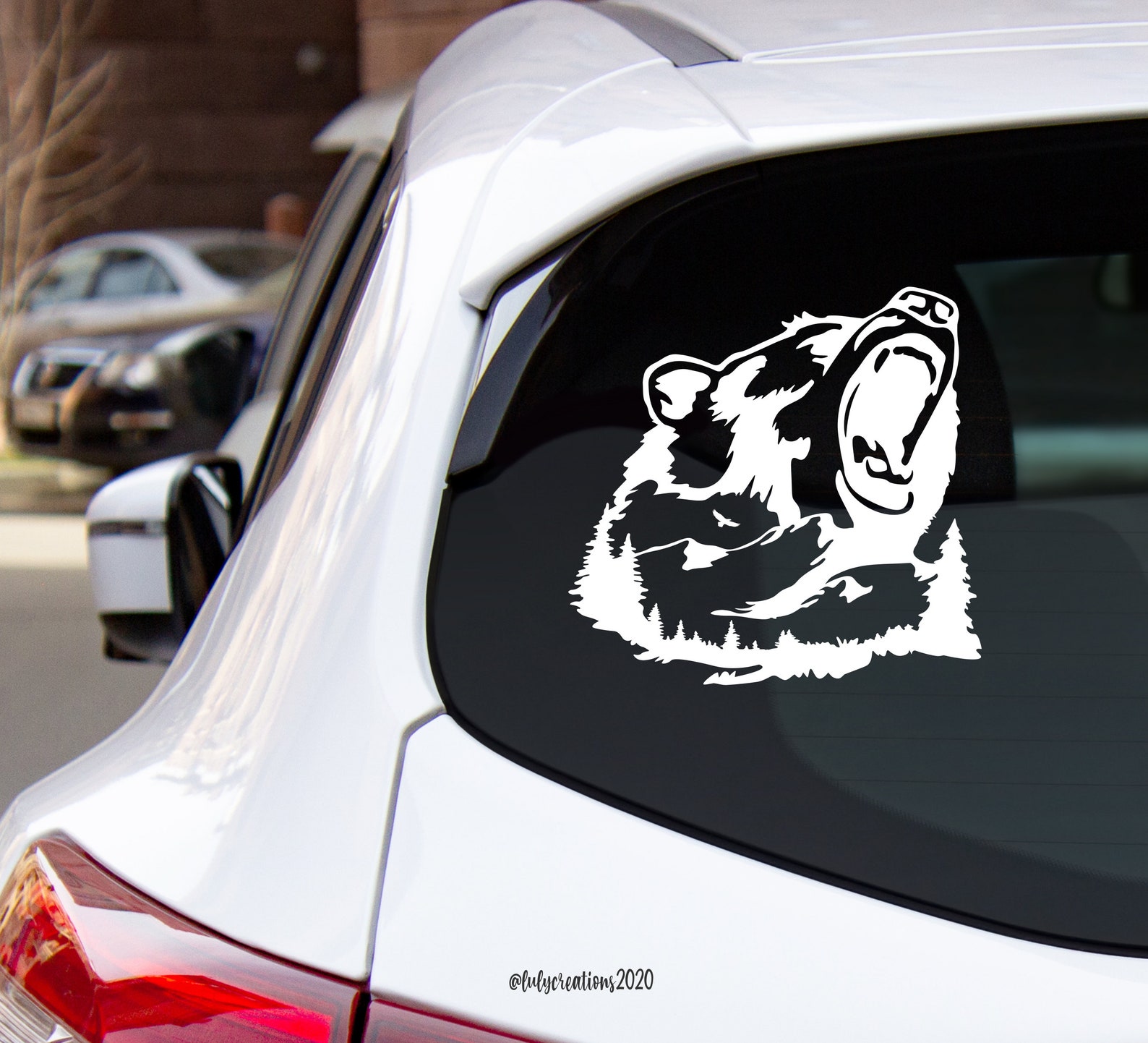 Bear Mountains Scene Vinyl Decal Mountain Bear Decal Bear | Etsy