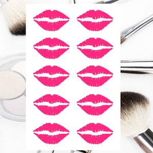 Lips Vinyl Decal, Set of 10 Lips Decal, Lips Stickers, Mouth Decal, Red ...