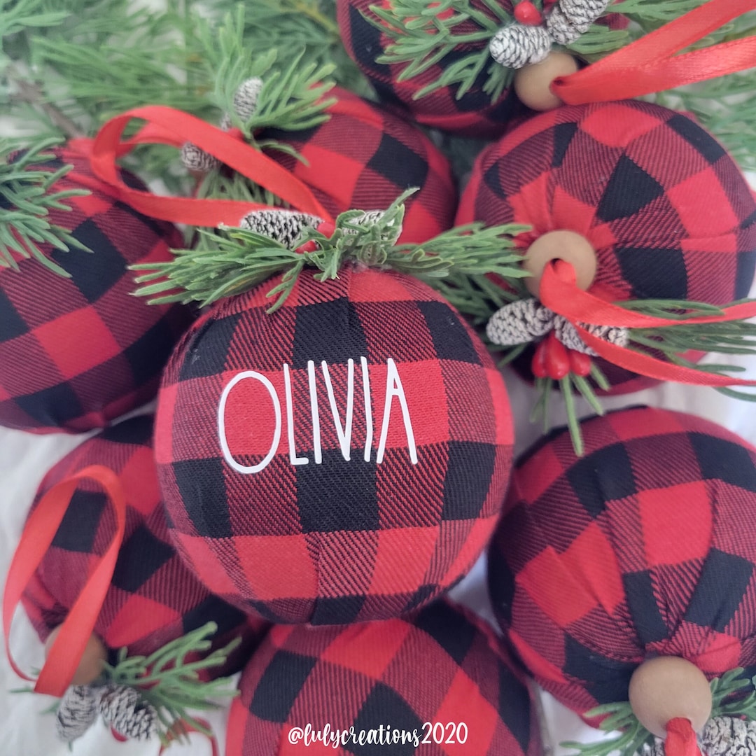 Personalized Christmas Name Ornament, Custom Name Ornament, Red and ...