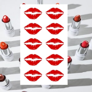 Lips Vinyl Decal, Set of 10 Lips Decal, Lips Stickers, Mouth Decal, Red ...