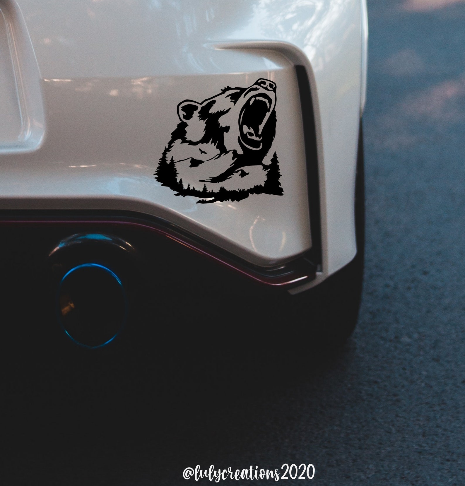 Bear Mountains Scene Vinyl Decal Mountain Bear Decal Bear | Etsy