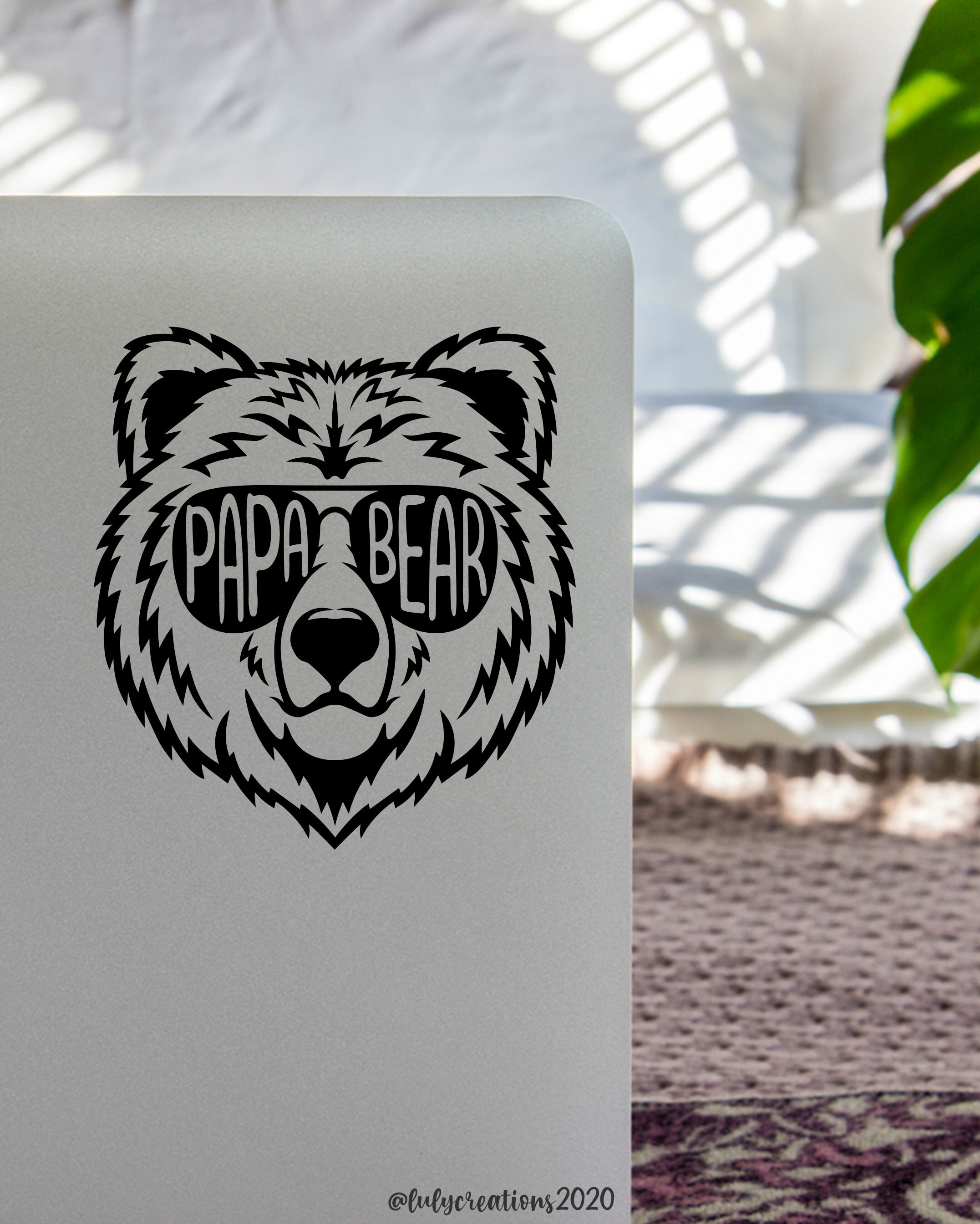 Papa Bear Vinyl Decal Bear Face Sticker Papa Bear Sticker - Etsy