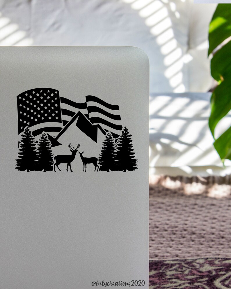 Deer USA Flag Scene Vinyl Decal Deer Hunting Decal Deer | Etsy