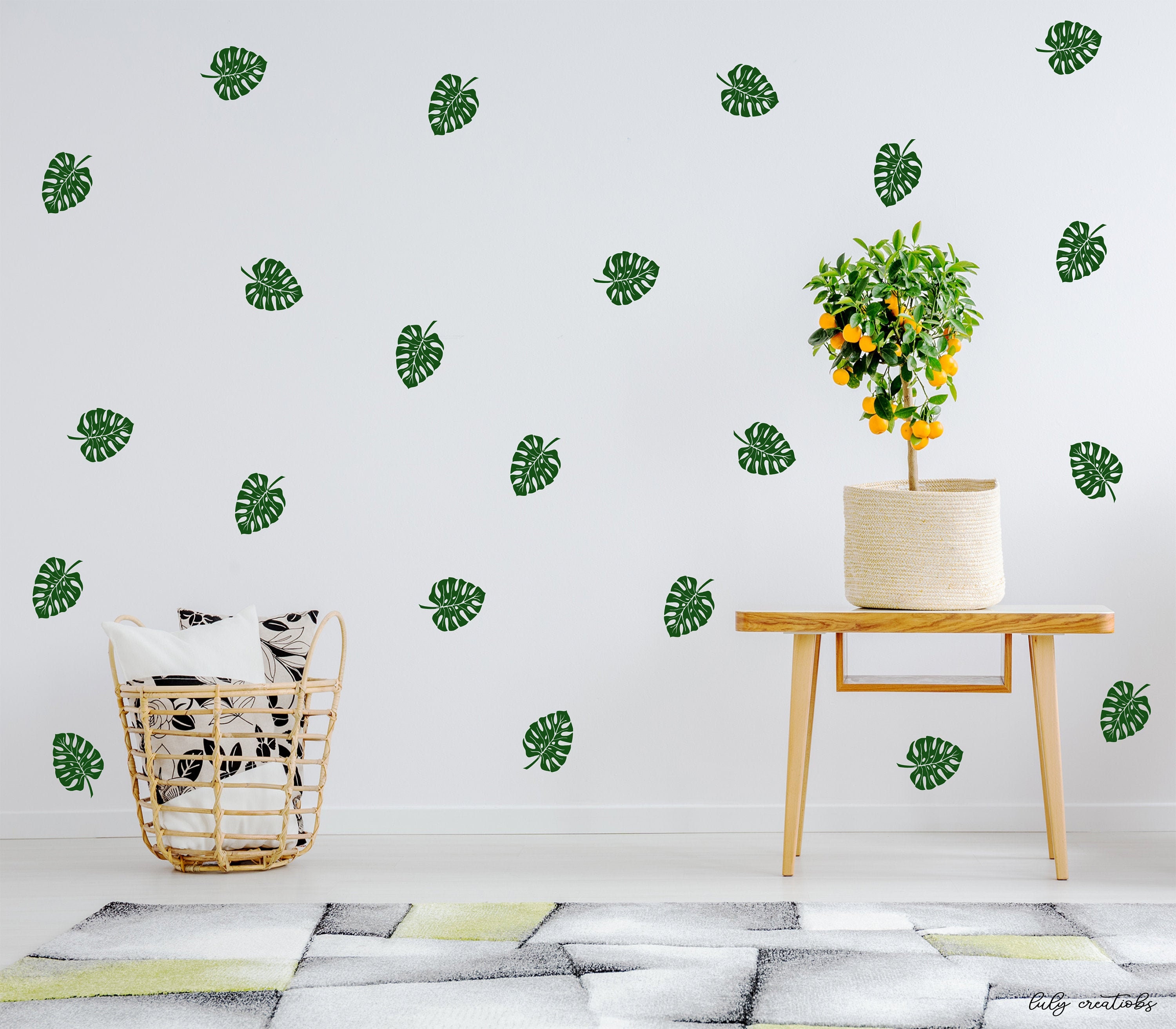 Monstera Leaf Wall Decal Monstera Removable Vinyl Decal Set Etsy