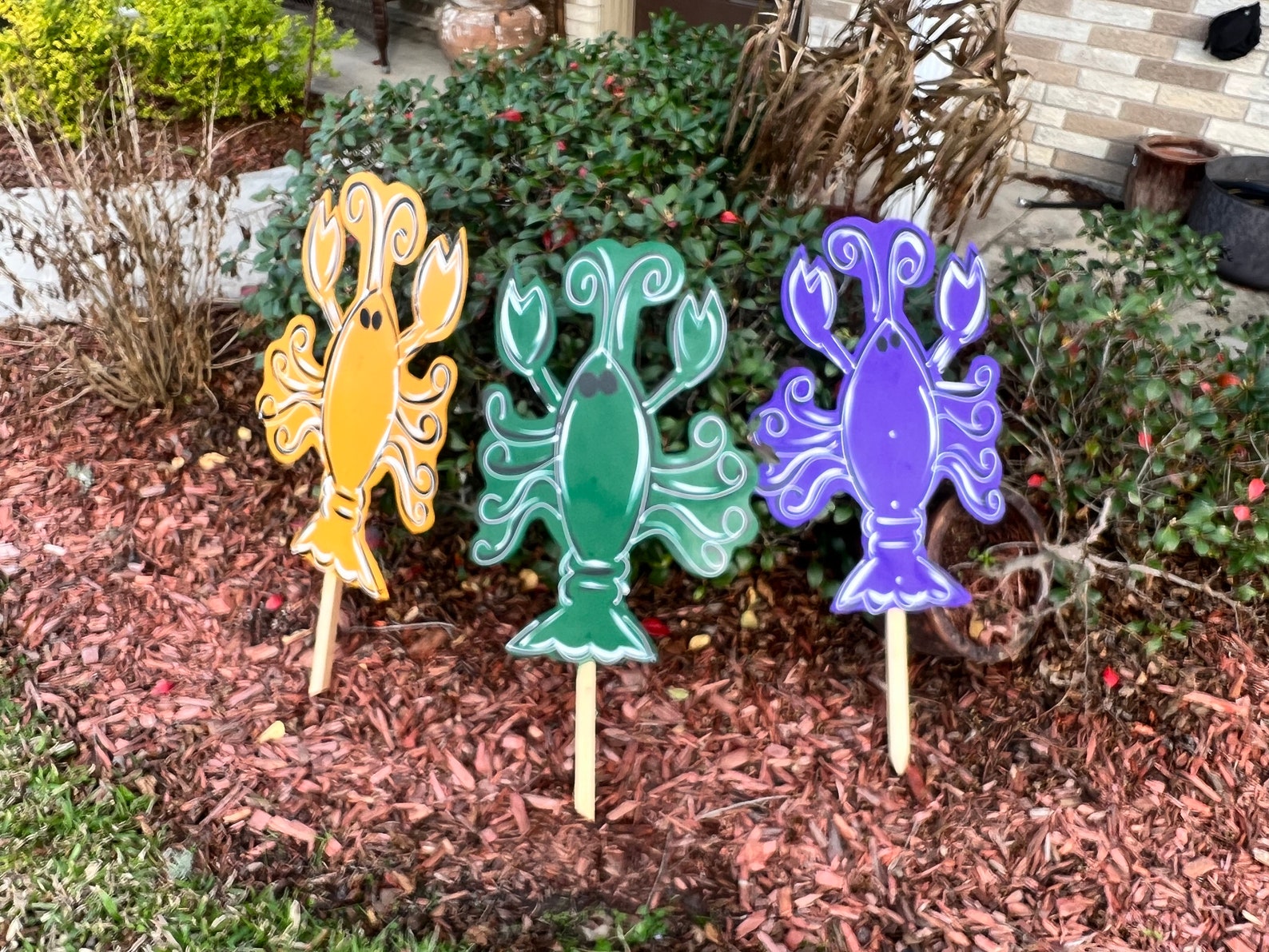 Crawfish Mardi Gras Yard Stakes - Etsy