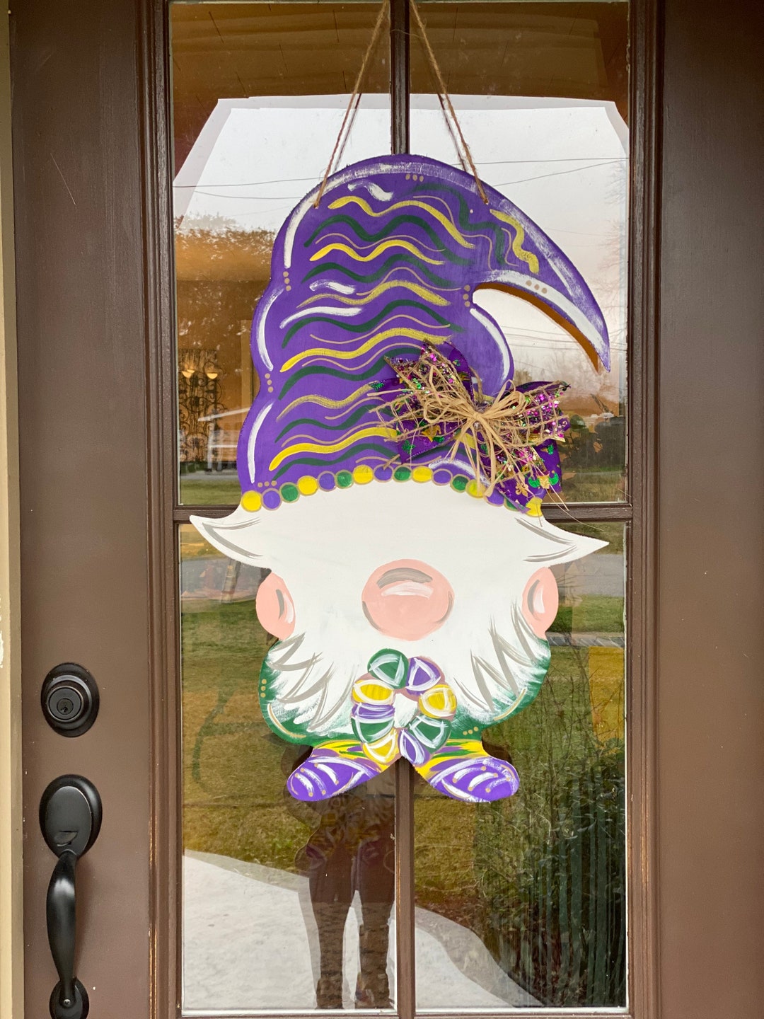 Mardi Gras Gnome Door Hanger - Etsy