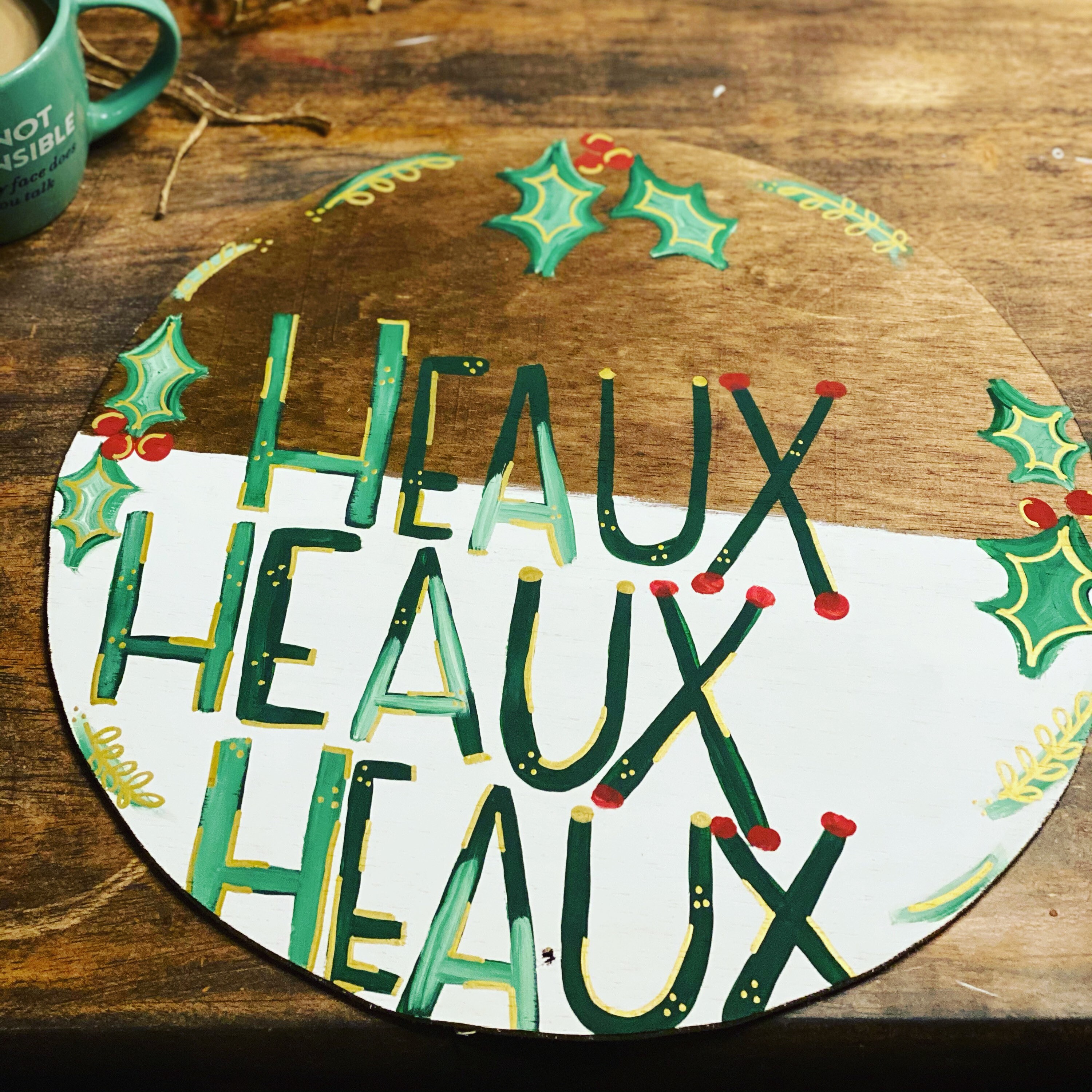 Cajun Heaux Heaux Heaux Christmas Door Hanger - Etsy