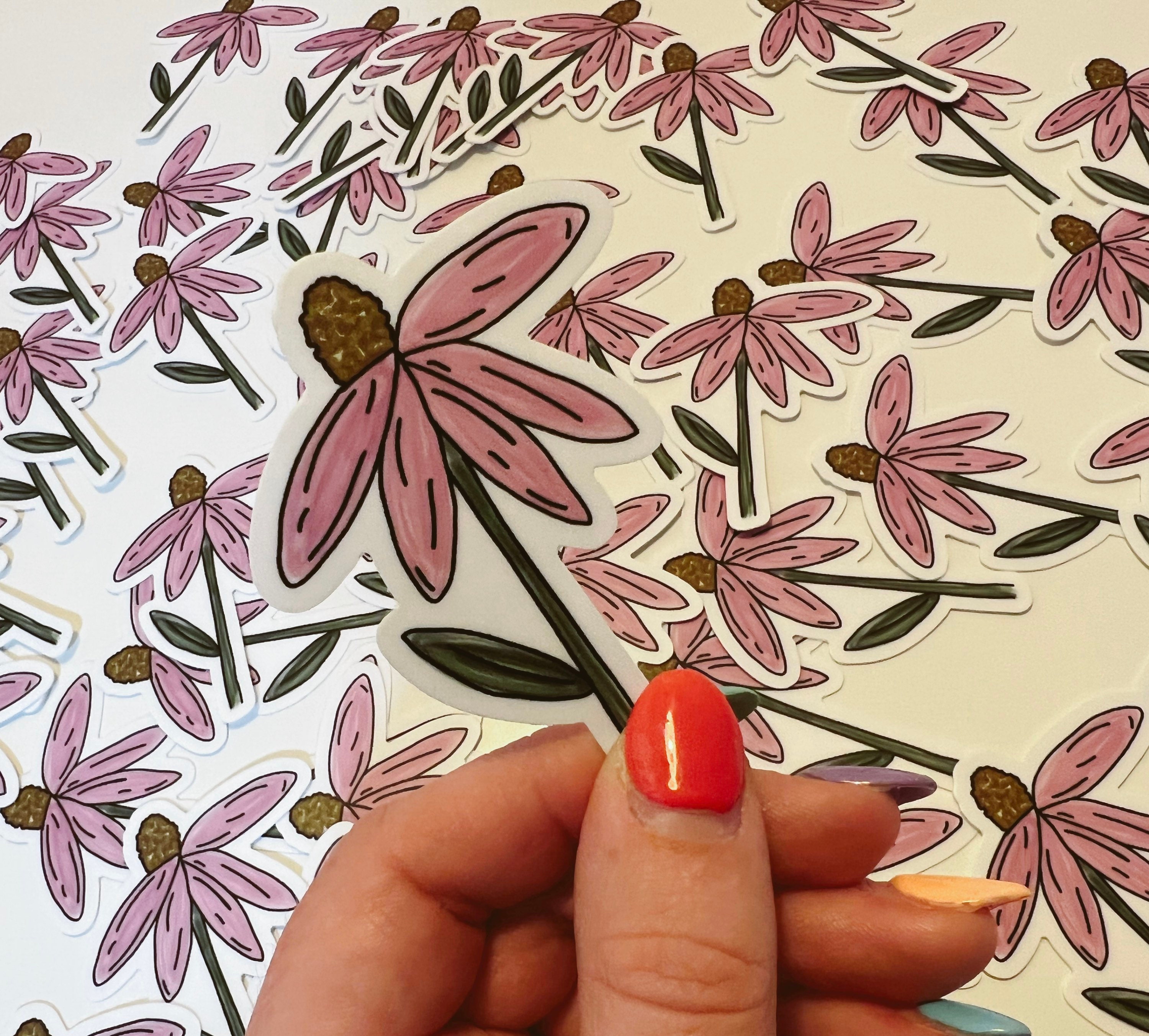 Pink Wild Flower Sticker - Etsy