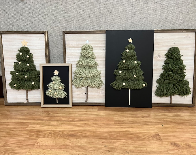 Tassel Christmas Tree Decor Framed Yarn Tree Christmas - Etsy