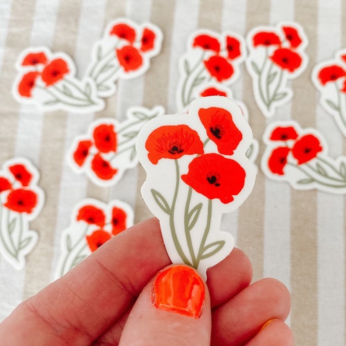 Poppy Sticker Clear Poppy Sticker Poppy Vinyl Sticker Black - Etsy