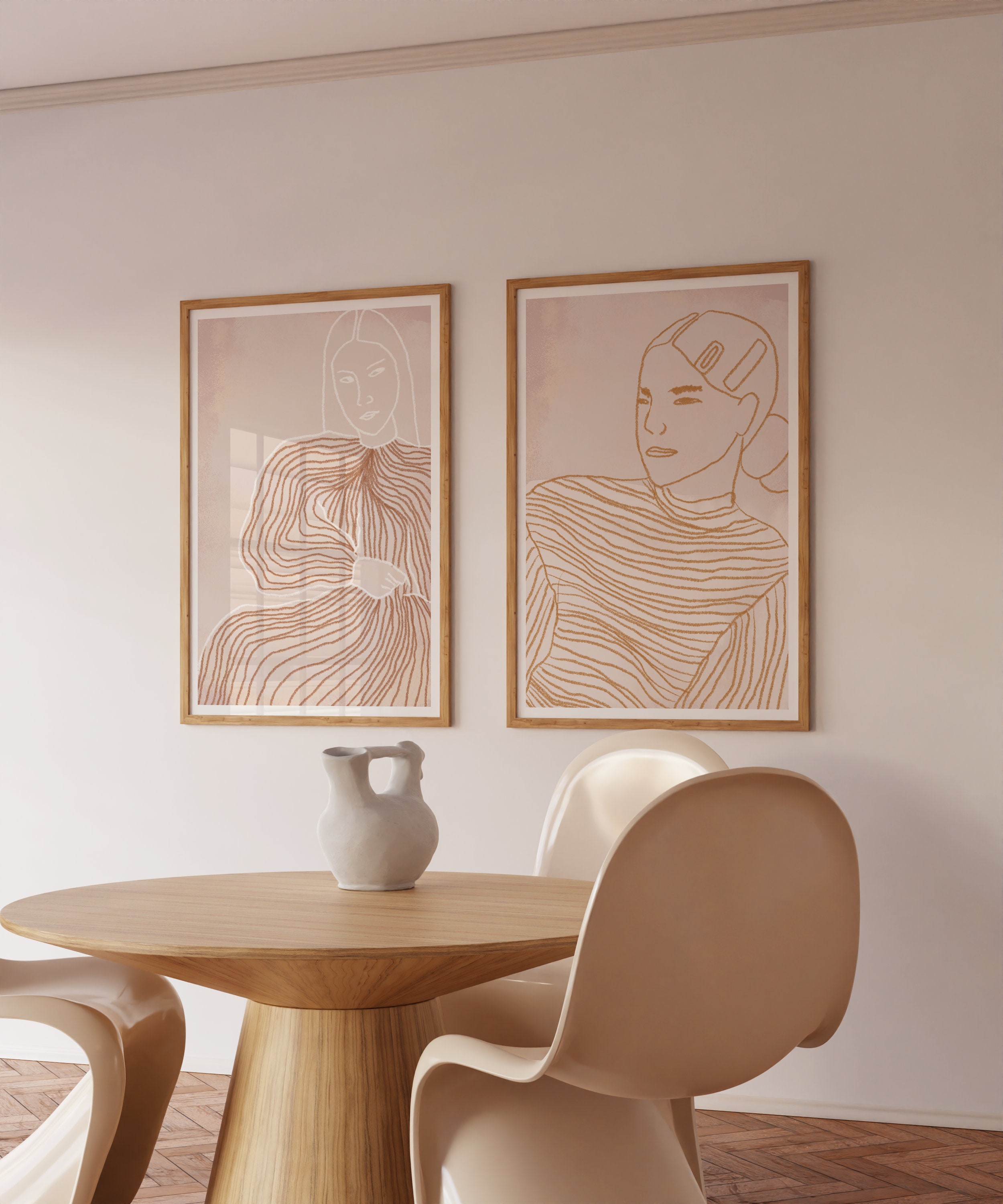 Set of 2 Prints DIGITAL DOWNLOAD Woman One Line Drawing Printable Art ...