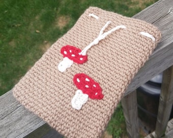 Crochet Mushroom Drawstring Bag | Etsy