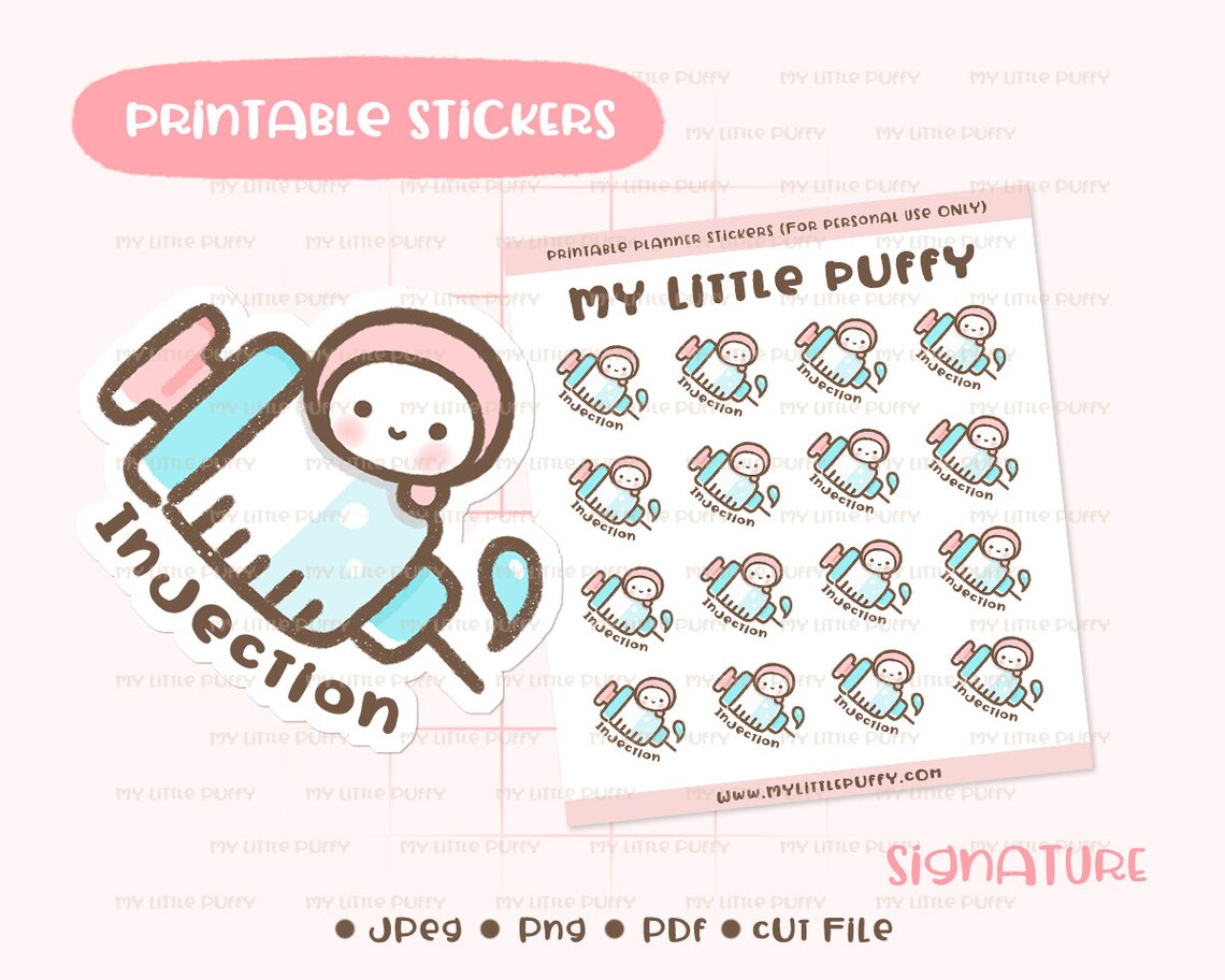 Cute Injection Printable Planner Stickers/ Injection Reminder | Etsy
