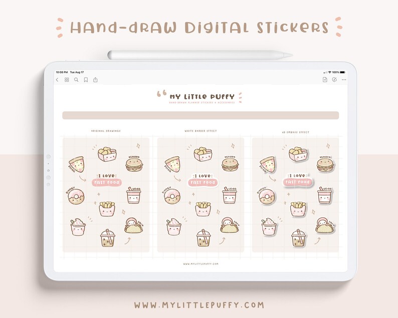 Cute Fast Food Digital Planner Stickers/ Junk Food Digital - Etsy