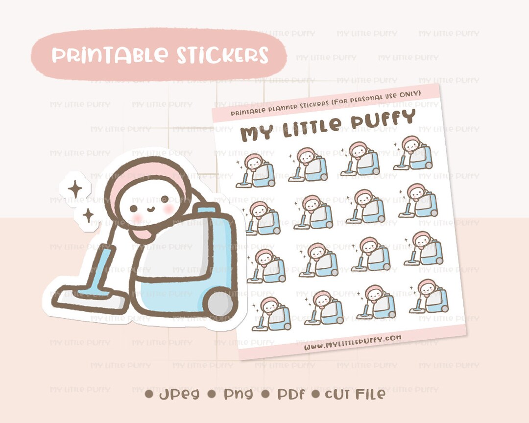 Cute Vacuum Printable Planner Sticker/ Vacuum Planner Sticker/ House ...