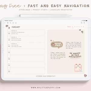 Undated Kawaii Weekly Digital Planner/ Cute Digital Planner/ Kawaii ...