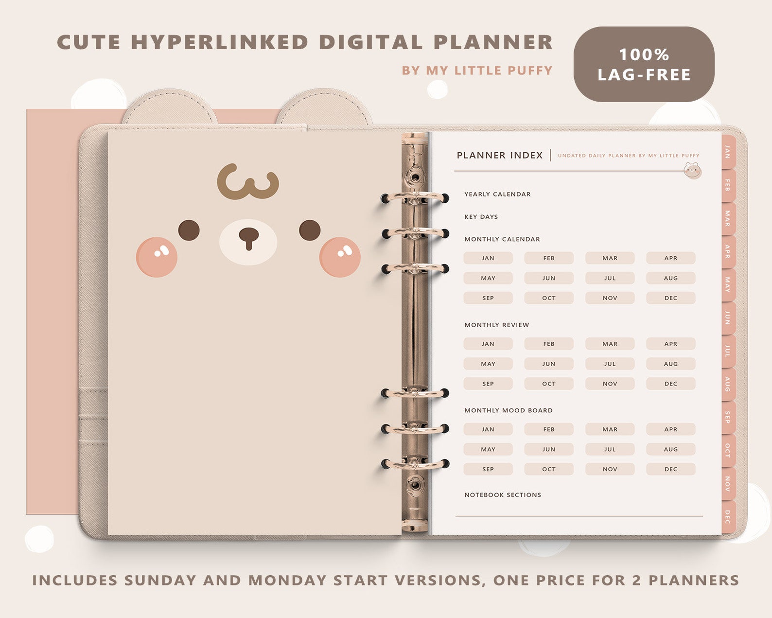 Cute Undated Digital Planner/ Realistic Digital Planner/ Undated ...