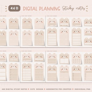 Cute Bear Digital Stickers/ Cute Digital Sticky Notes/ Kawaii Digital ...