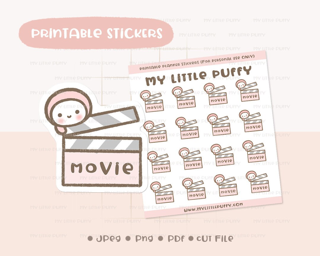 Movie Night Printable Planner Sticker/ Watch Movie Planner Stickers ...