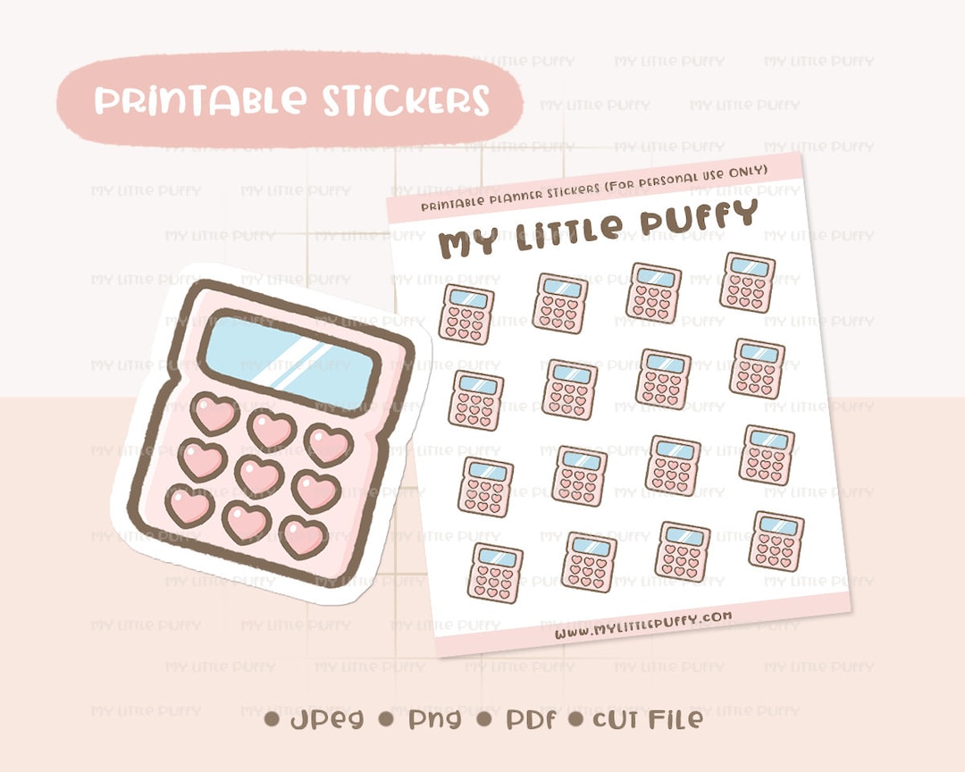 Cute Calculator Printable Planner Sticker/ Calculator Planner Sticker ...