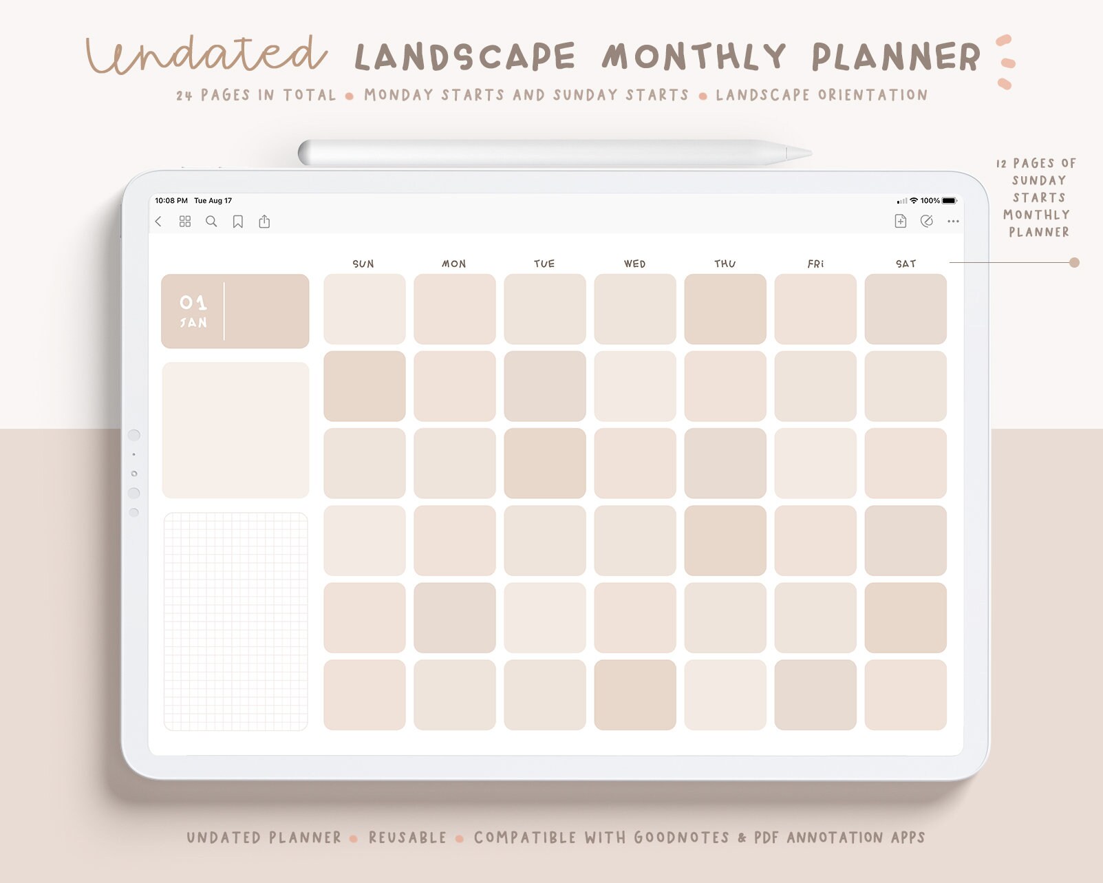 Undated Monthly Digital Planner/ Digital Life Planner/ 12 - Etsy
