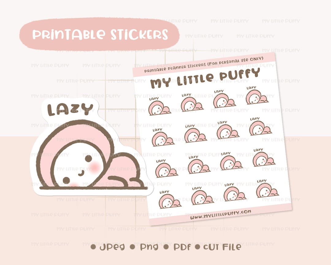 Cute Lazy Printable Planner Sticker/ Lazy Planner Sticker/ Tired ...