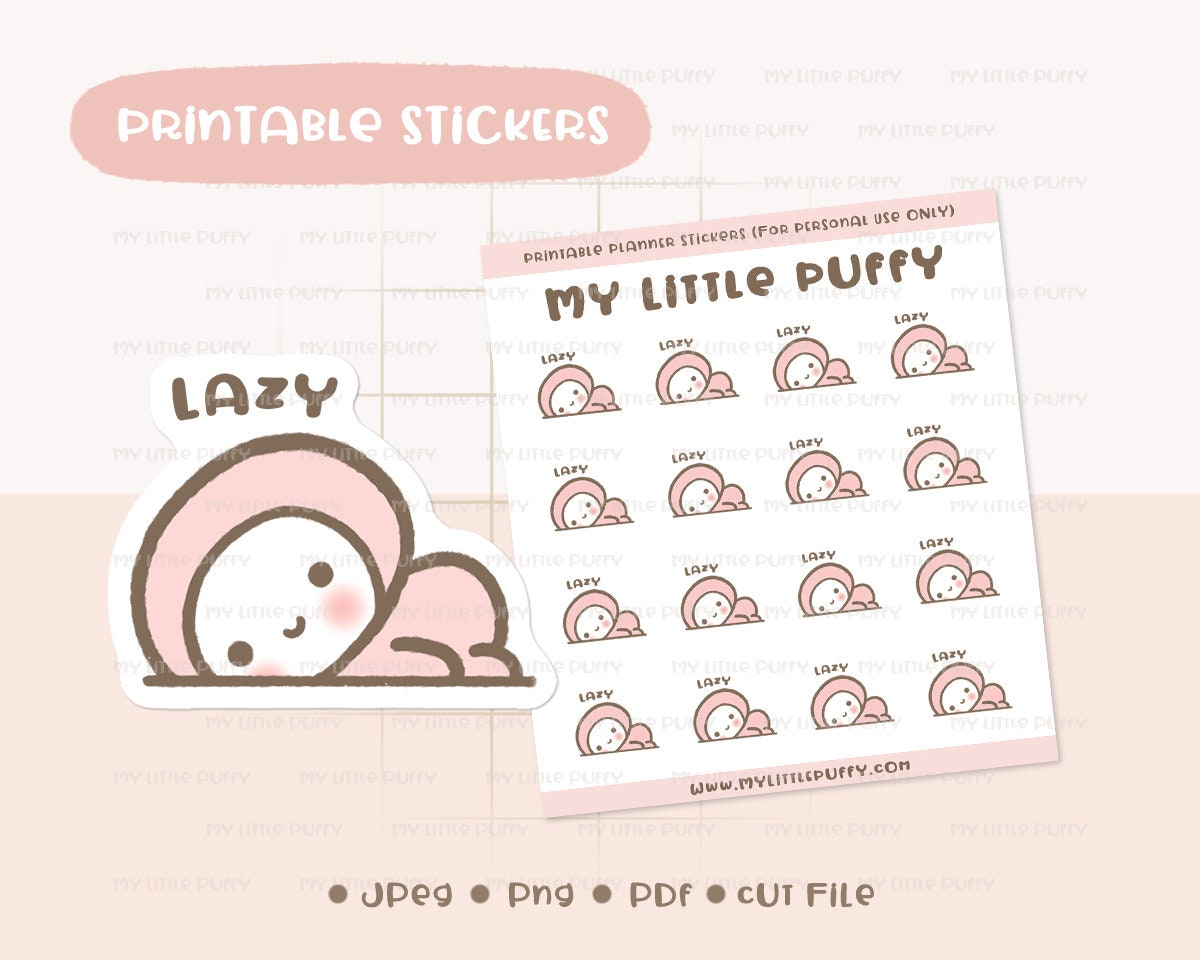 Cute Lazy Printable Planner Sticker/ Lazy Planner Sticker/ | Etsy