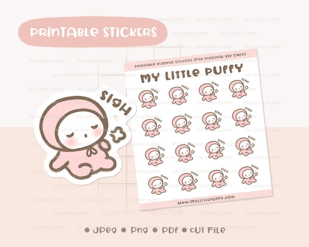 Sigh Printable Planner Sticker/ Exhale Planner Stickers/ Hand Drawn ...