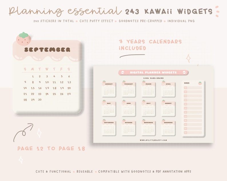 Cute Digital Widgets/ Cute Digital Planner Stickers/ Cute Digital ...