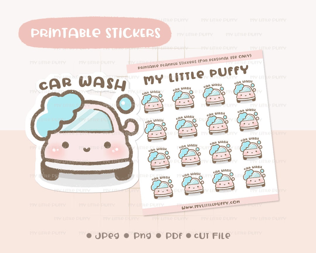 Cute Car Wash Planner Sticker/ Wash Car Printable Planner Sticker/ Car ...