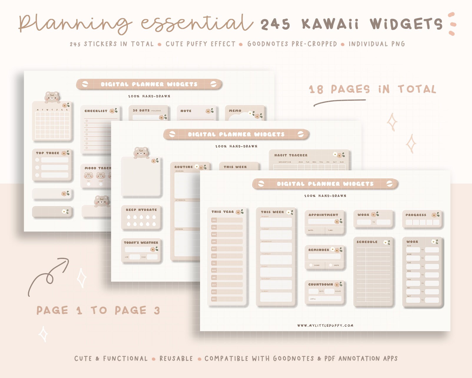 Kawaii Digital Widgets/ Cute Digital Planner Stickers/ Digital - Etsy