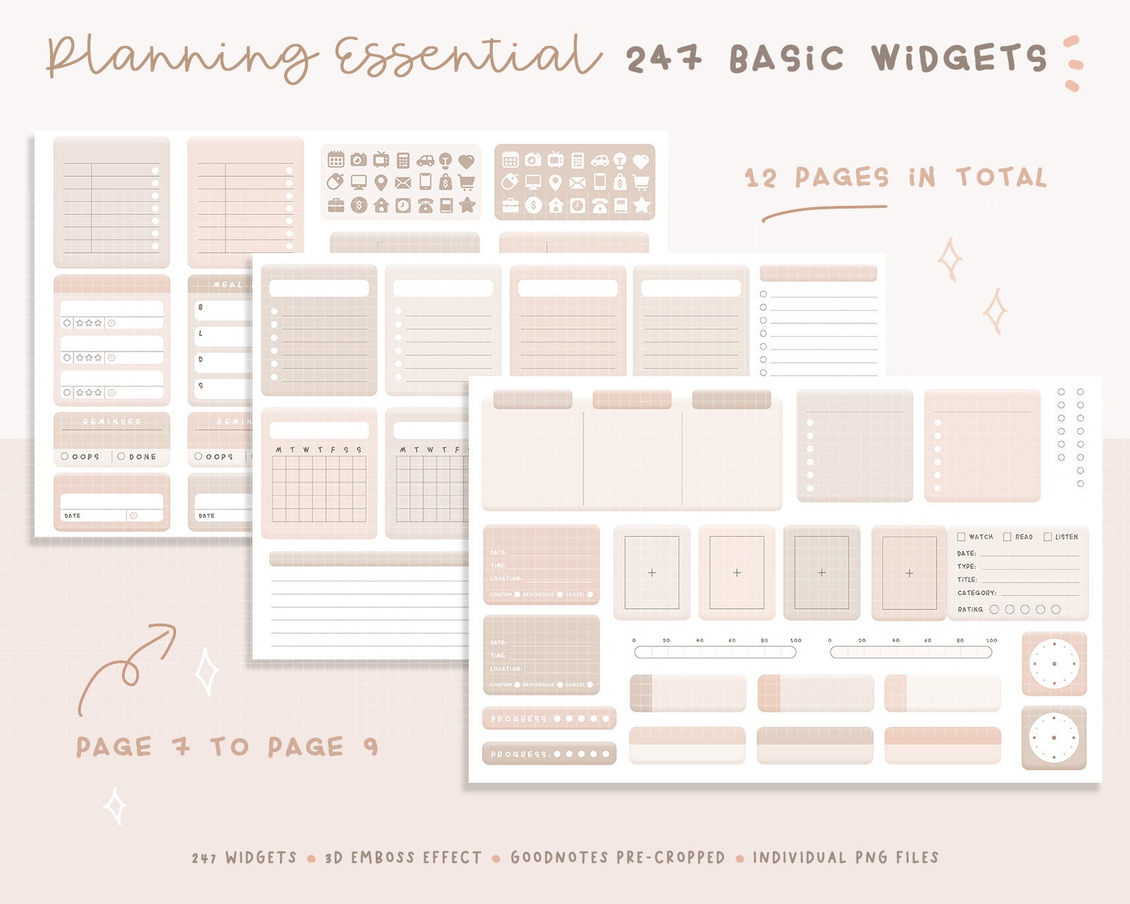 Planning Essential Digital Widgets/ Digital Planner Stickers/ - Etsy