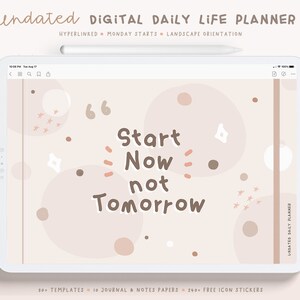 Pink Undated Digital Planner/ Goodnotes Planner/ Daily Digital Planner ...