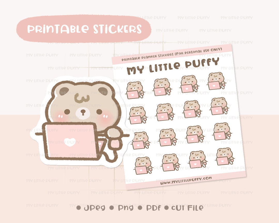 Computer Printable Planner Stickers/ Work Planner Sticker/ Bear ...