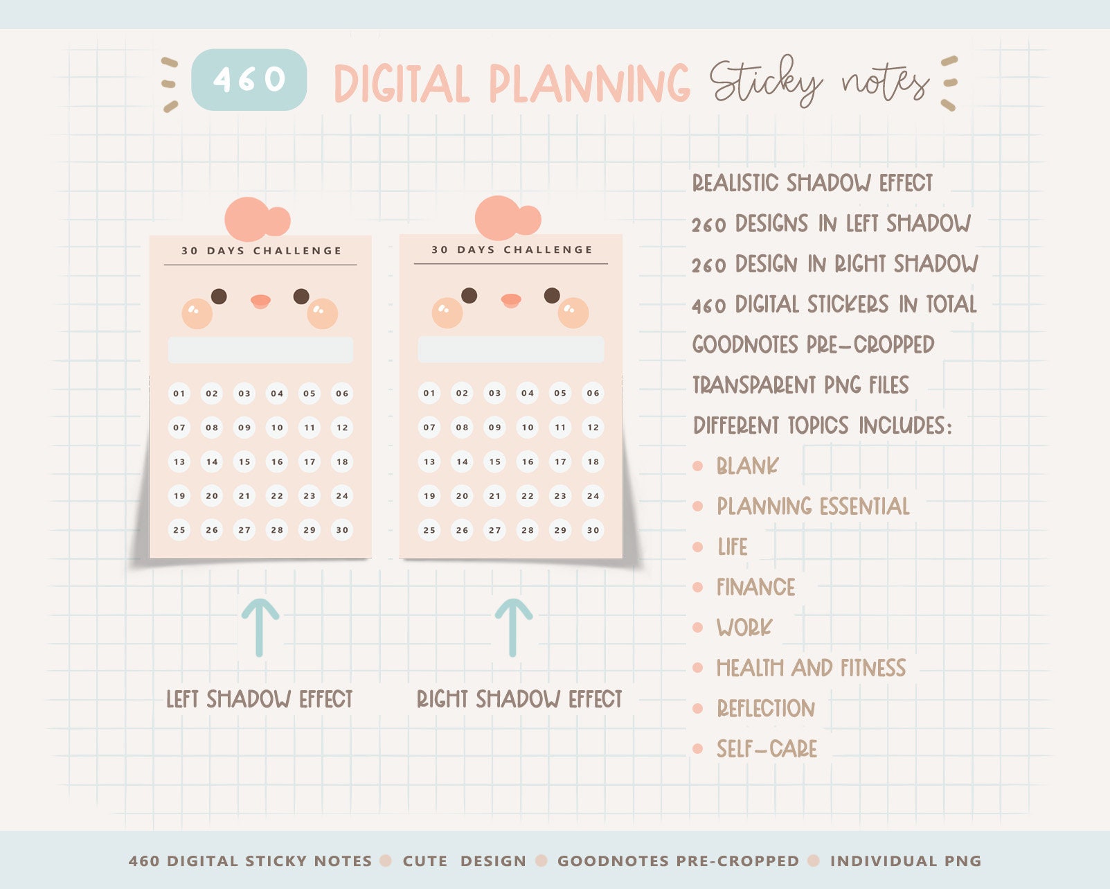 Cute Digital Sticky Notes/ Cute Digital Stickers/ Kawaii Digital ...
